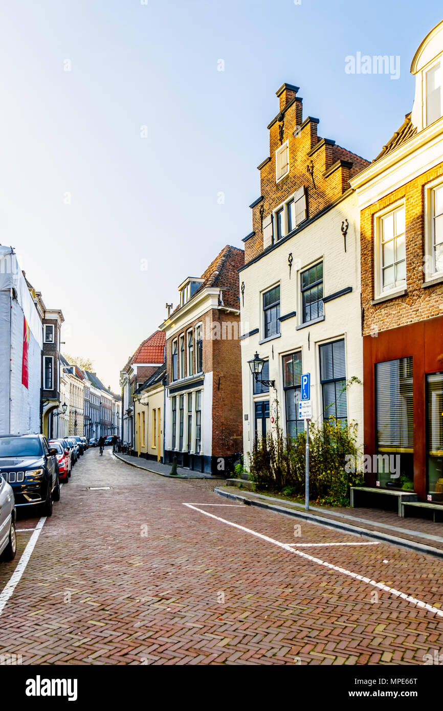 Typical Dutch traditional brick street with historical Dutch brick ...