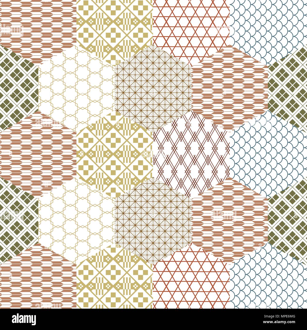 Japanese pattern vector. Geometric background. Colorful elements in ...
