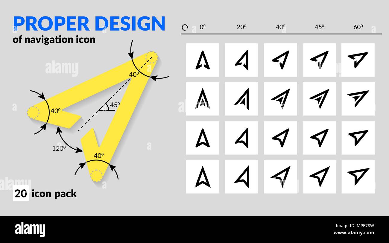 Navigation icon set proper design for map and route navigation in ...