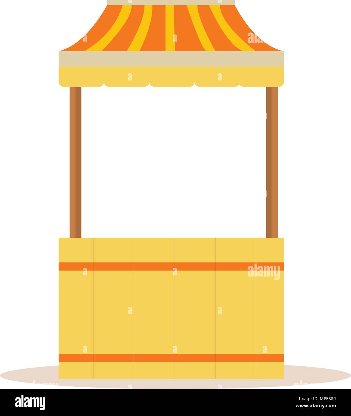carnival wooden booth with striped roof isolated on white background ...