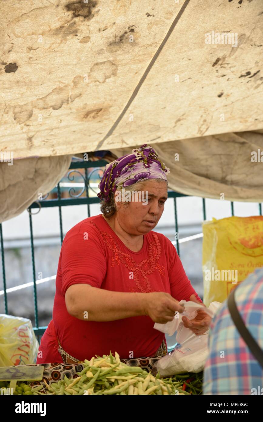 Turkey, Fethiye food market workers Stock Photo - Alamy