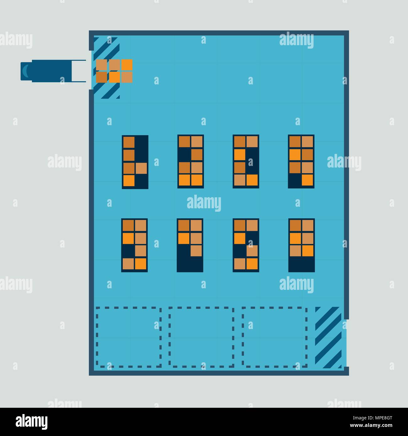 Layout of warehouse from top view vector illustration.Truck with ...