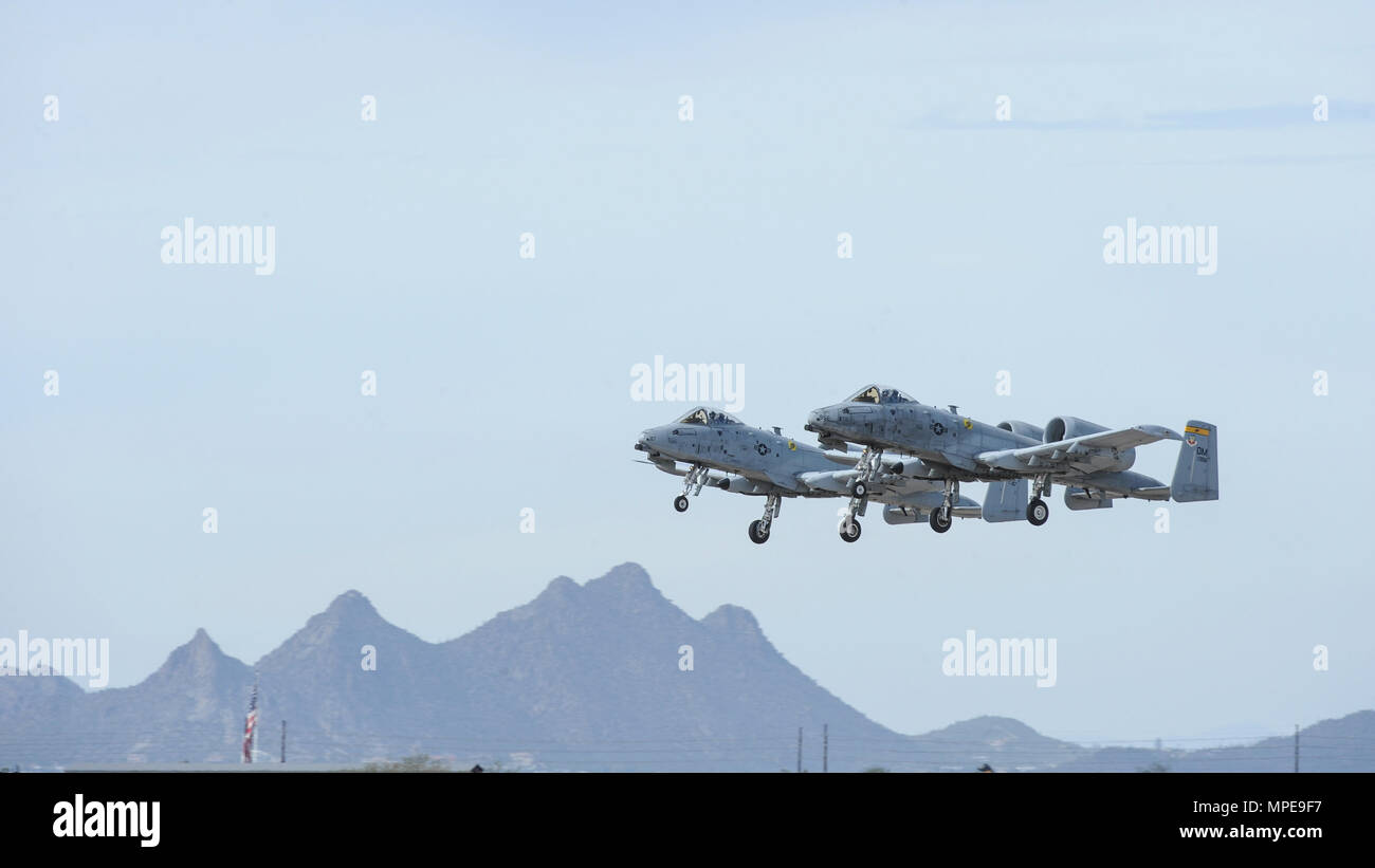 Two U.S. Air Force A-10C Thunderbolt IIs take off during the 2017 ...