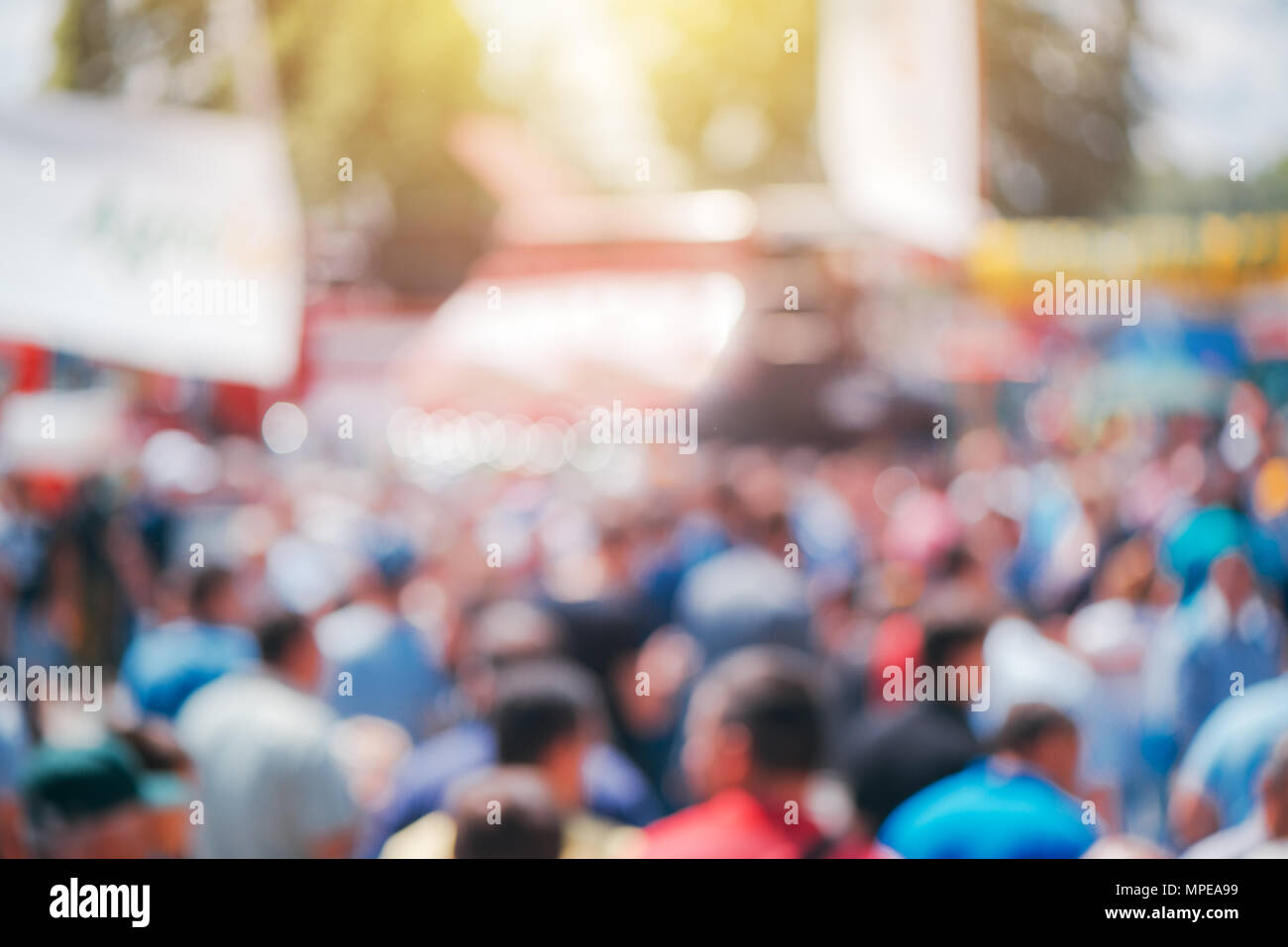 Blur crowd on city street, defocused group of people walking. General ...
