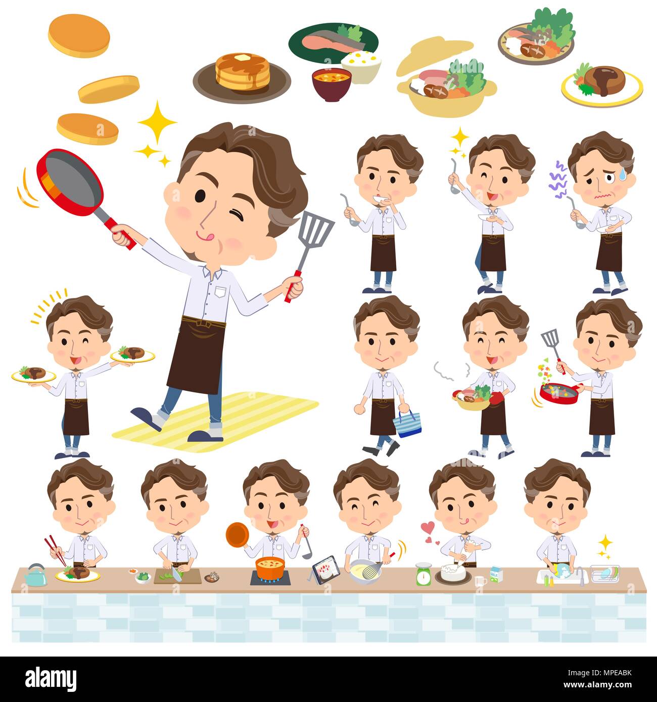 Middle aged man cooking Stock Vector Images - Alamy