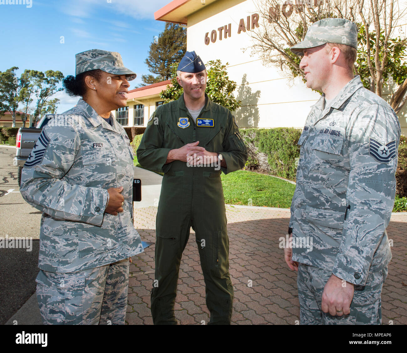 U.S. Air Force Chief Master Sgt. Shelina Frey, left, Air Mobility ...