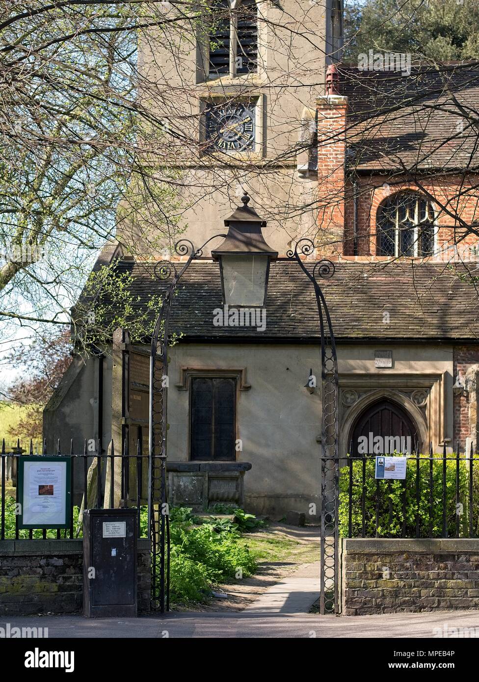 London, UK - April 16 2018: The Old Church is the only surviving ...