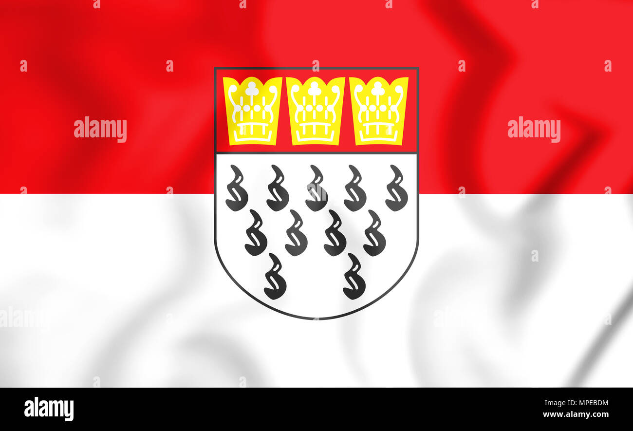 3D Flag of Cologne (North Rhine-Westphalia), Germany. 3D Illustration ...