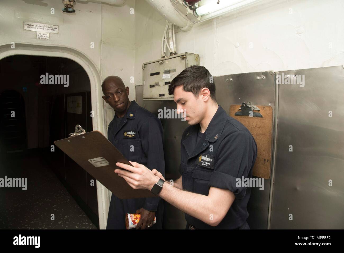 170212-N-KJ380-001 ATLANTIC OCEAN (Feb. 12, 2017) Ship's Serviceman 3rd ...