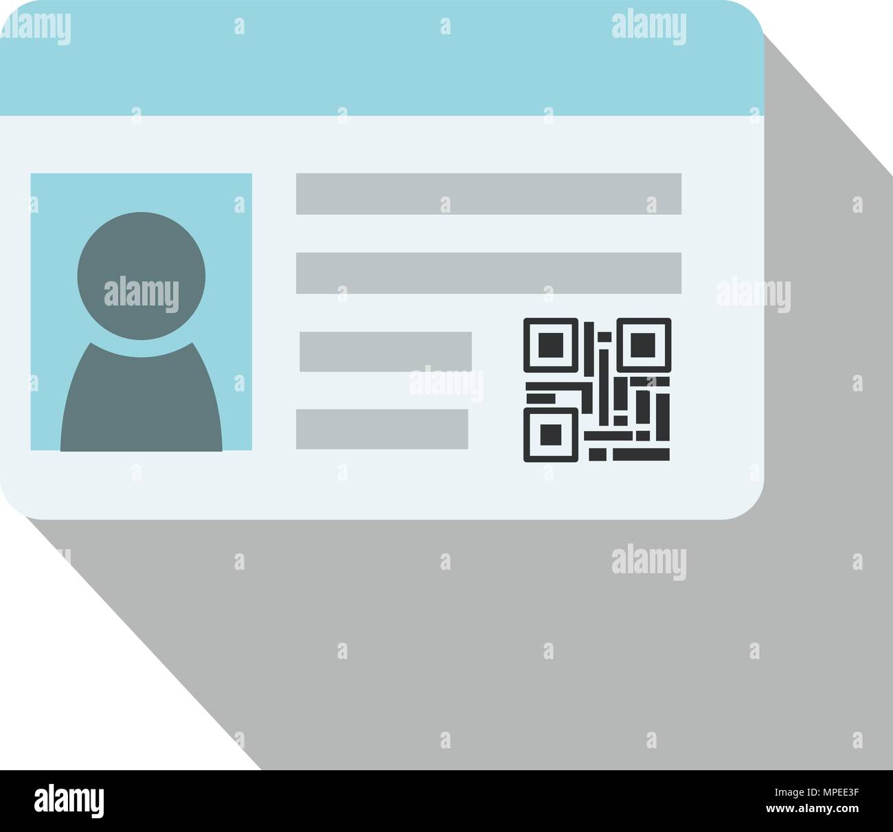 Flat Identification card and qr code with isolated white background ...