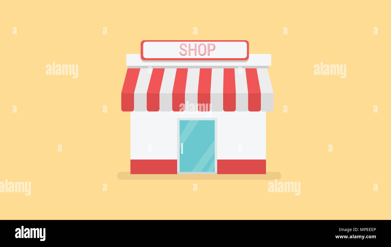 Shops and stores icon in flat design style vector illustration Stock ...