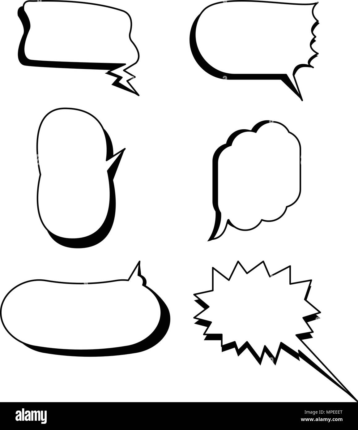 Comic speech text boxes set vector with isolated white background.Speech cartoon bubbles set ...