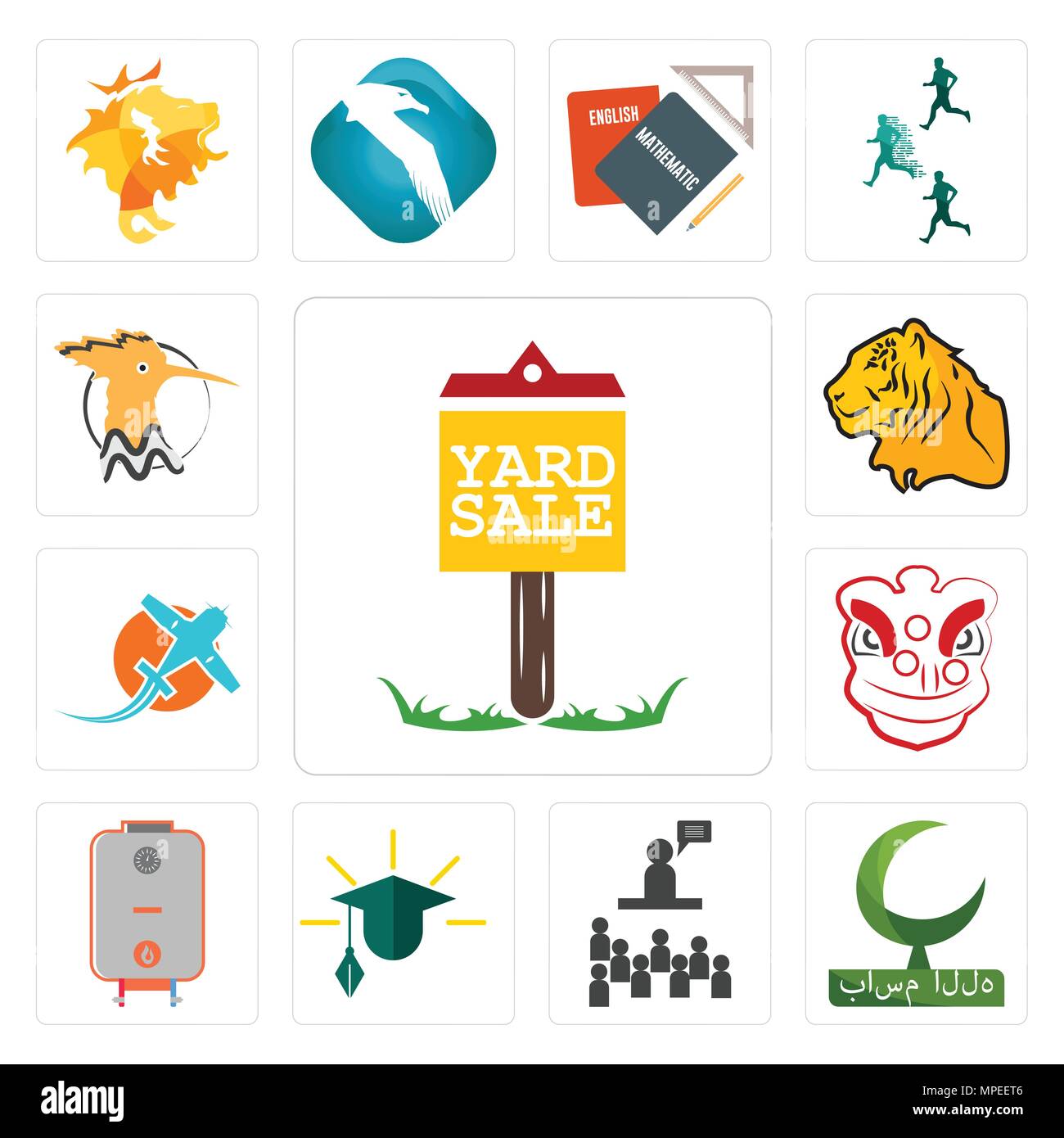 Set Of 13 simple editable icons such as yard sale, bismillah, public ... Set Of 13 simple editable icons such as yard sale, bismillah, public ...