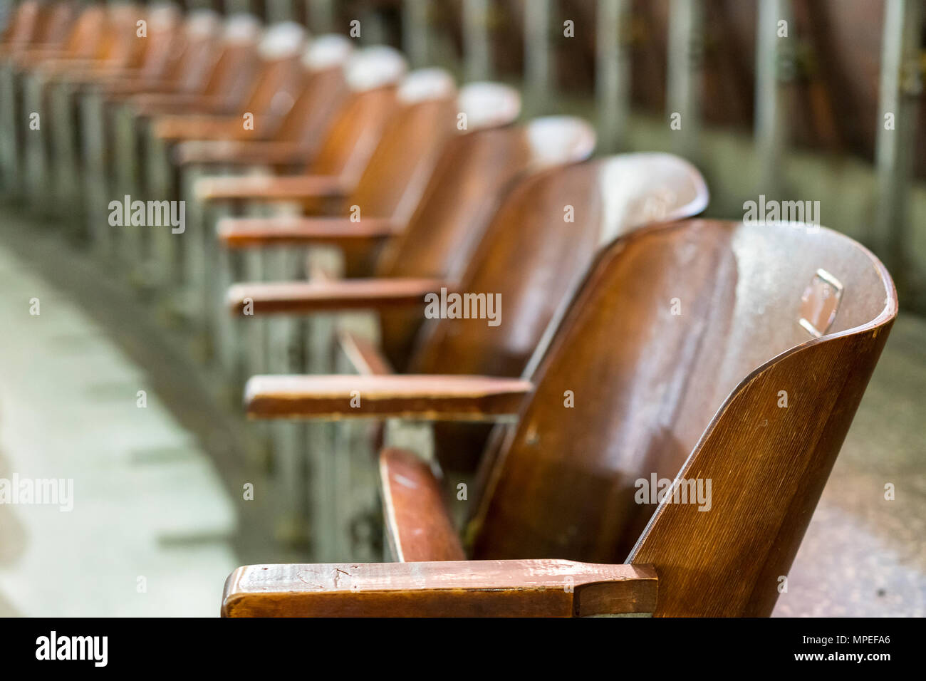 Wooden chairs in the concert hall Stock Photo - Alamy