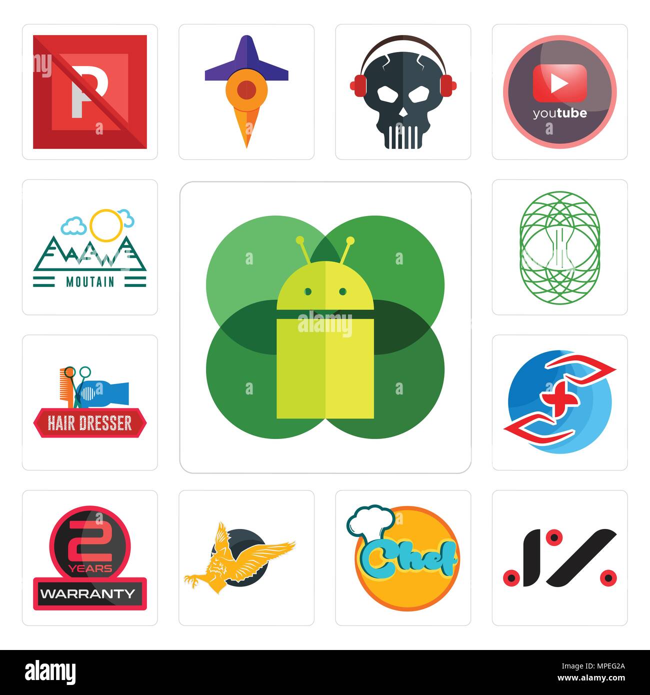 Set Of 13 simple editable icons such as mobile os a, jz, chef, gryphon ...