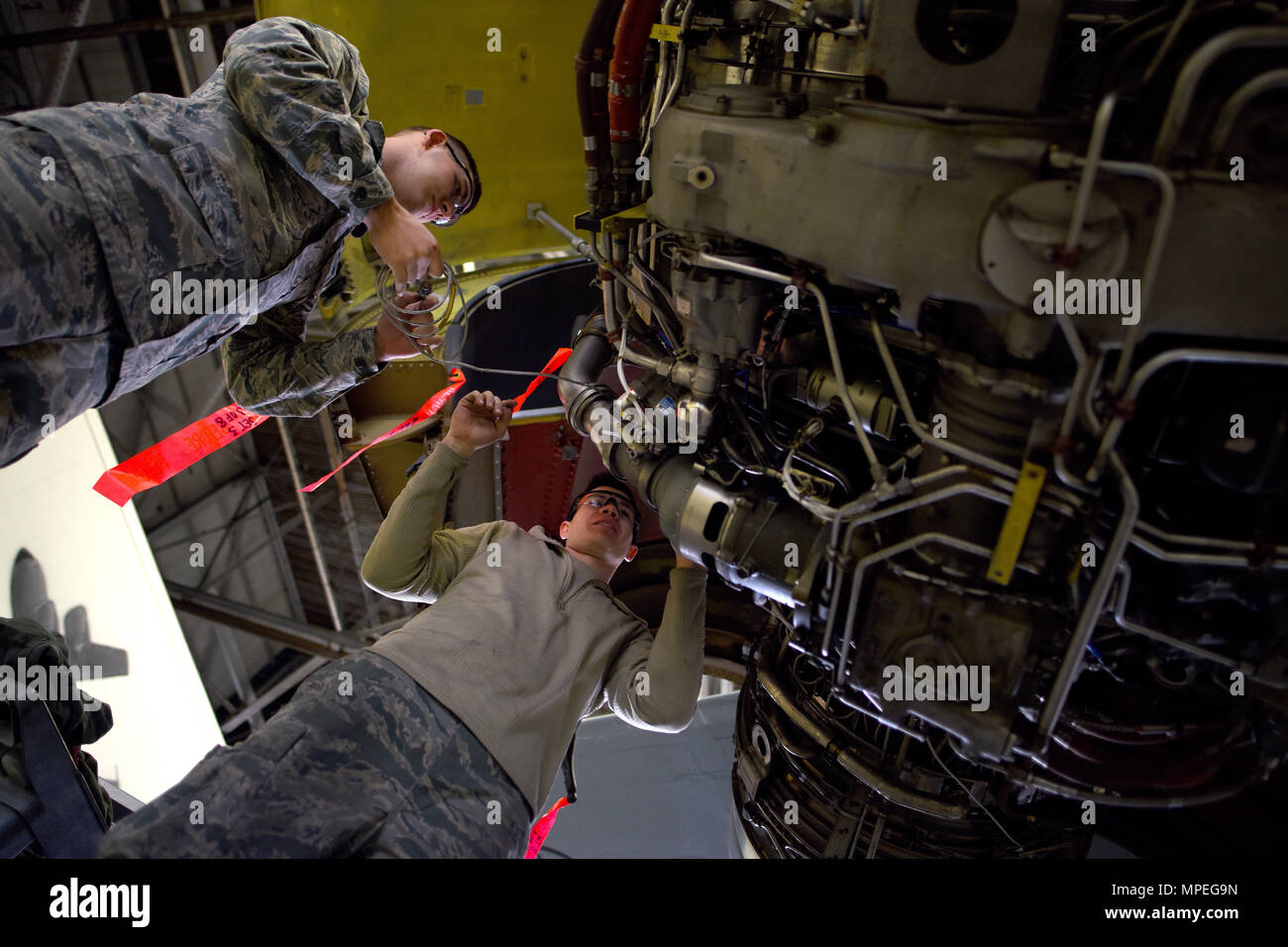 Airman 1st Class Elias Conkel (left) and Airman 1st Class Casey ...