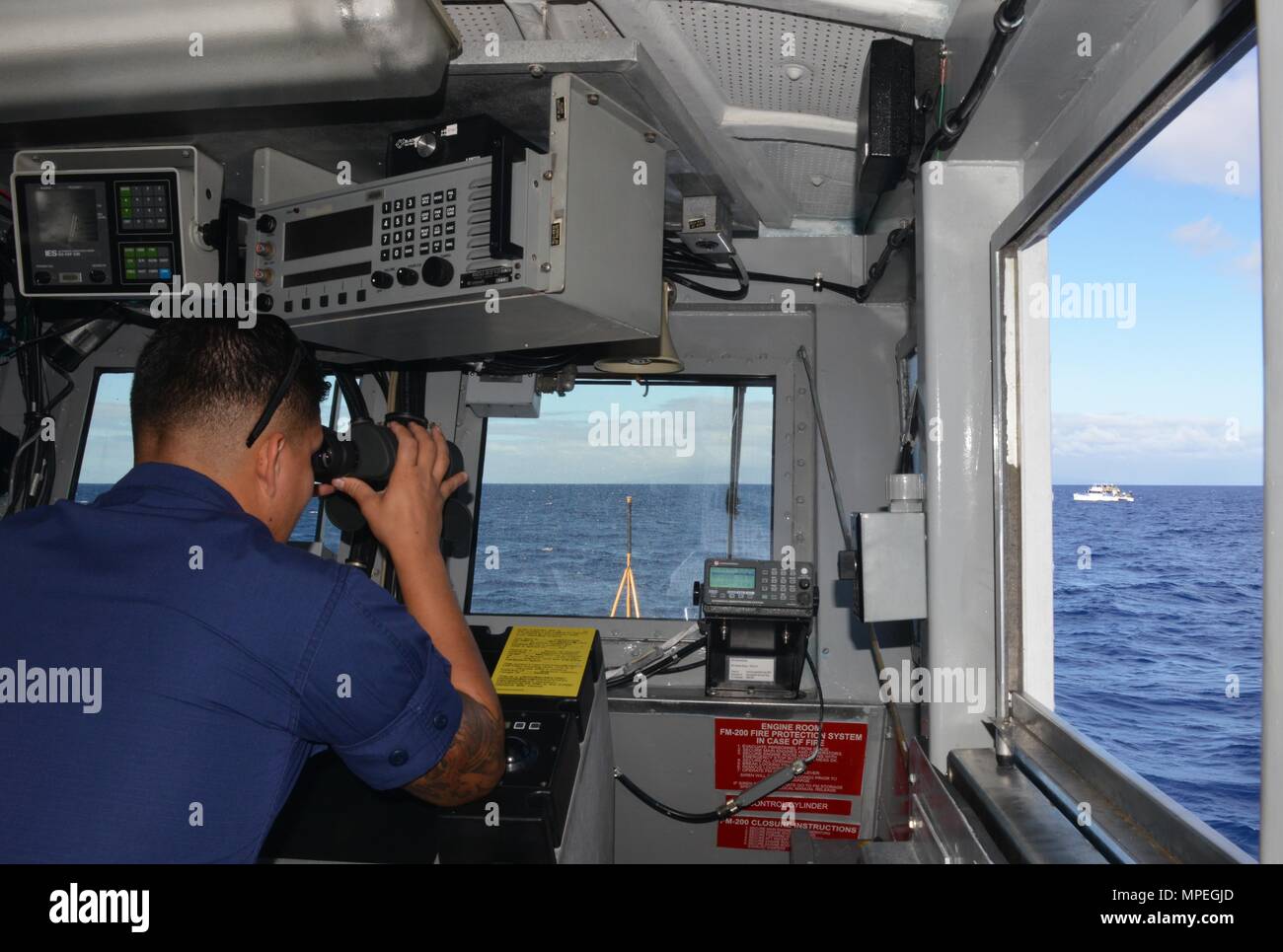U.S. Coast Guard members aboard USCGC Galveston Island (WPB 1349 ...