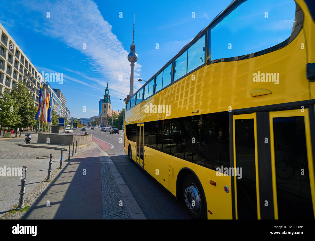 Berlin yellow tourist bus near Berliner Dom in Germany Stock Photo - Alamy