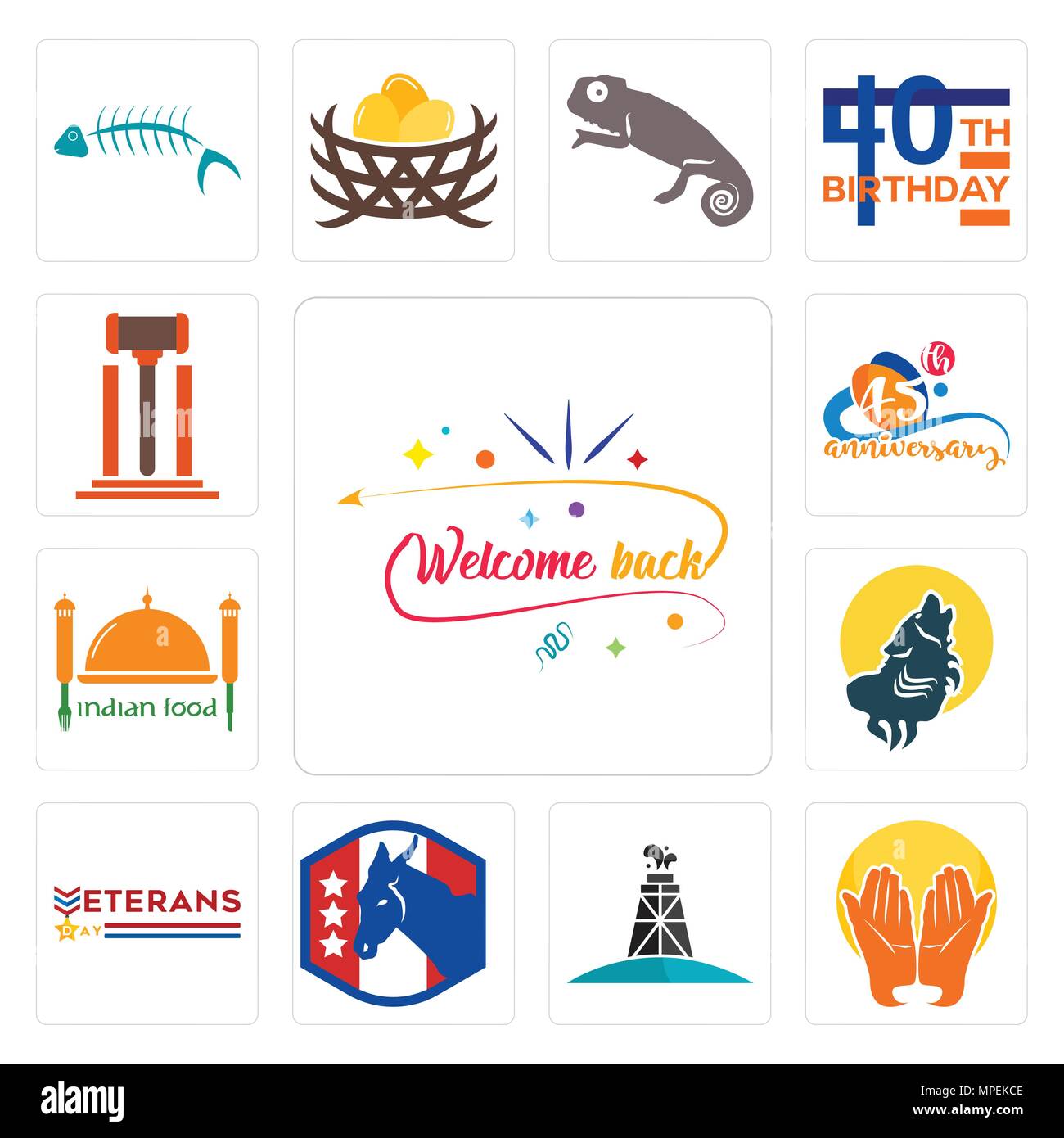 Set Of 13 simple editable icons such as welcome back, prayer hands, oil ...