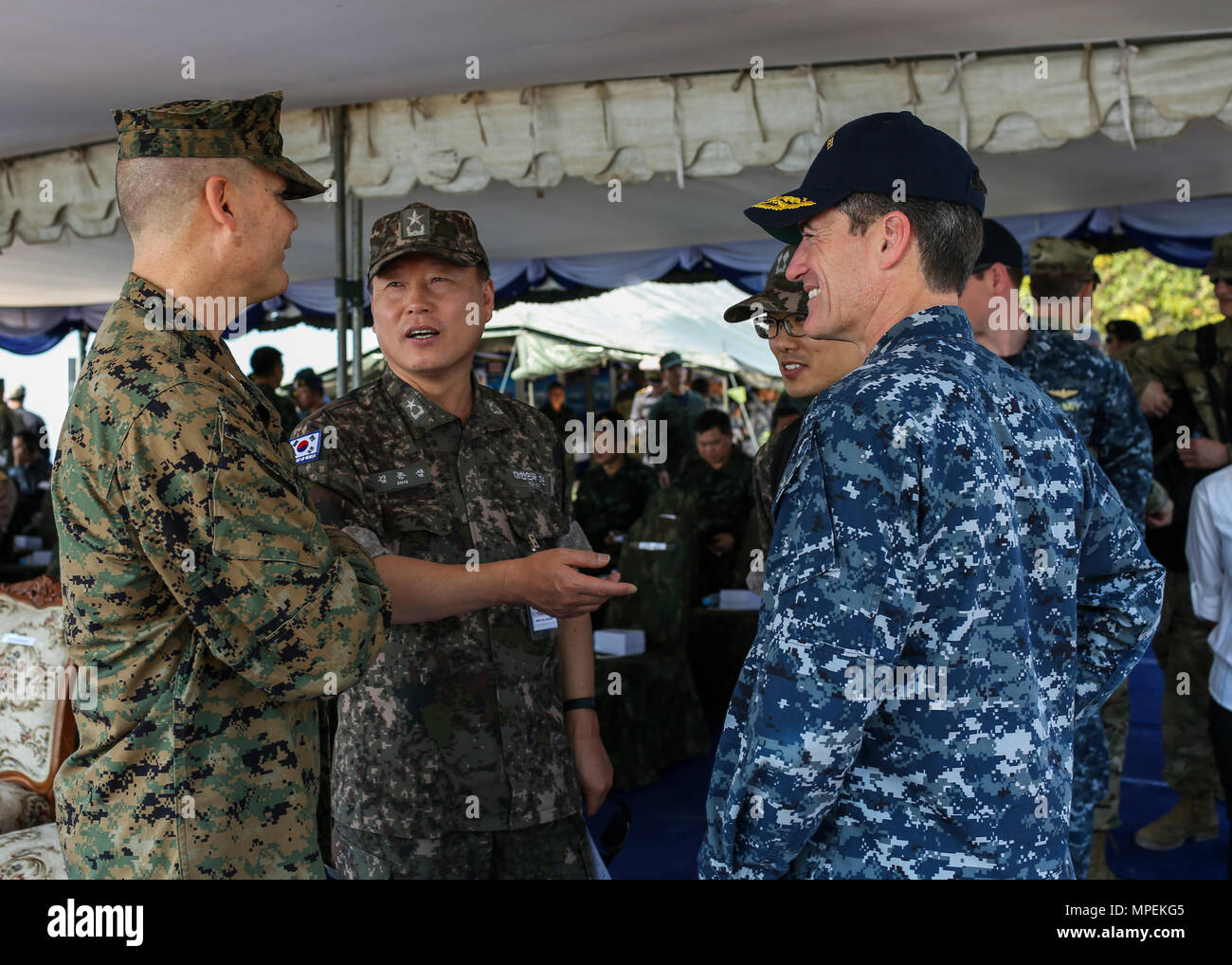 Republic of Korea Navy Rear Adm. Kim Jong-Sam speaks to U.S. Marine ...