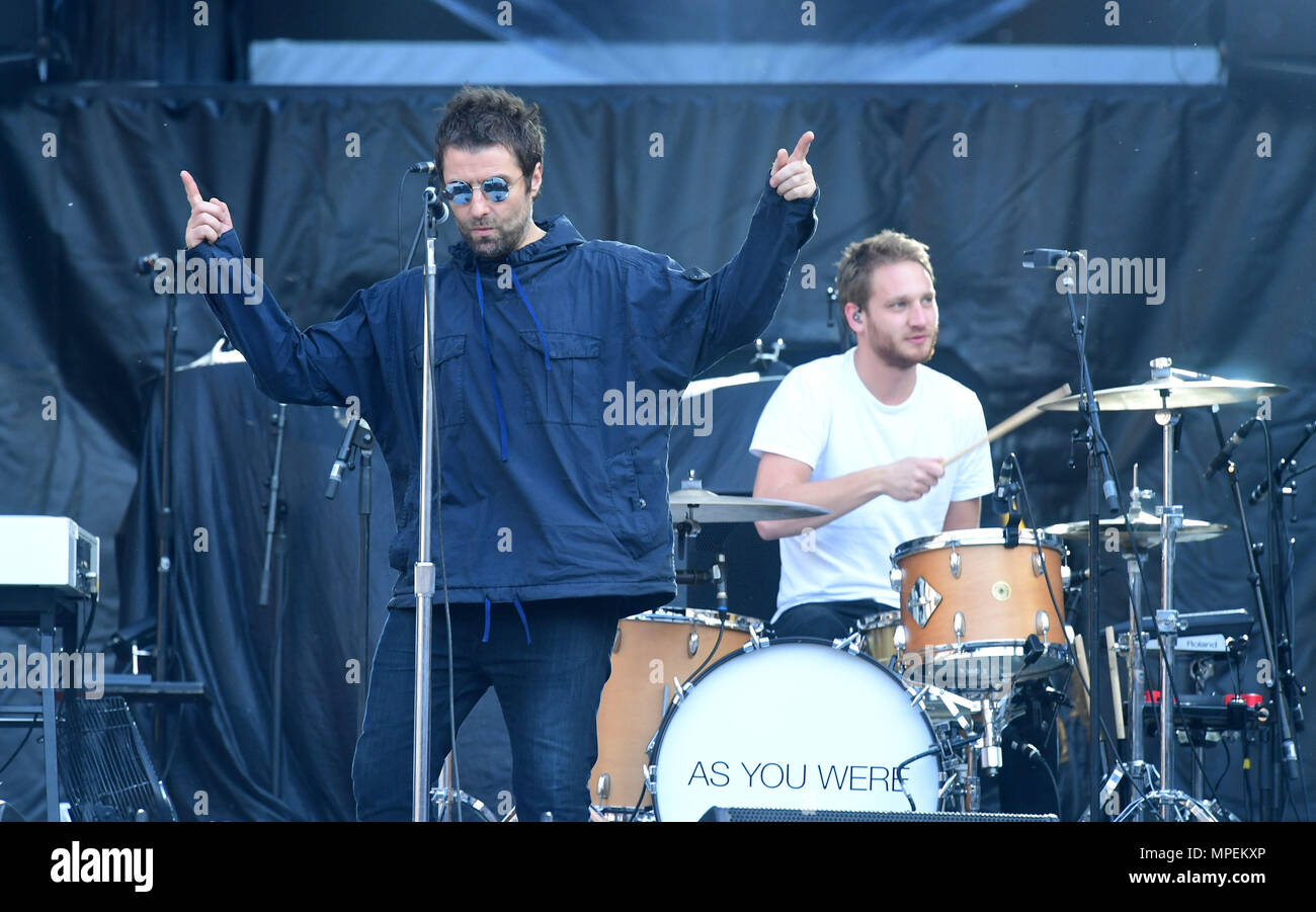 Liam Gallagher performing at the London Stadium in the Queen Elizabeth ...