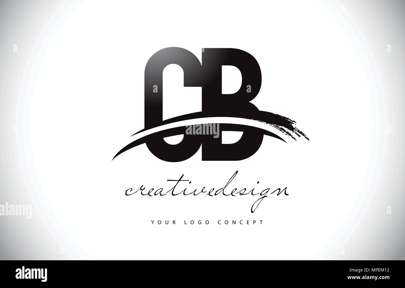 CB C B Letter Logo Design with Swoosh and Black Brush Stroke. Modern ...