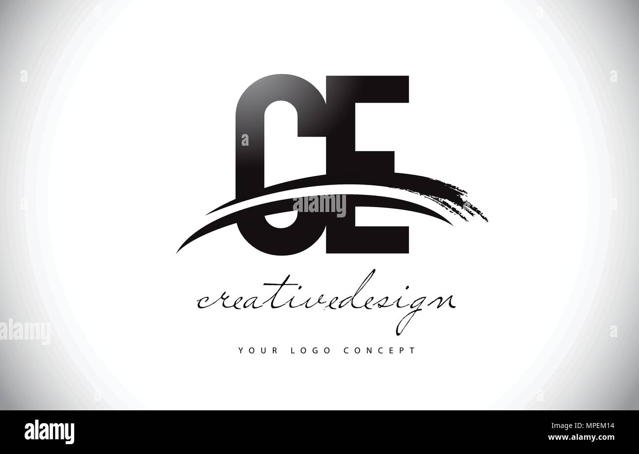 CE C E Letter Logo Design with Swoosh and Black Brush Stroke. Modern ...