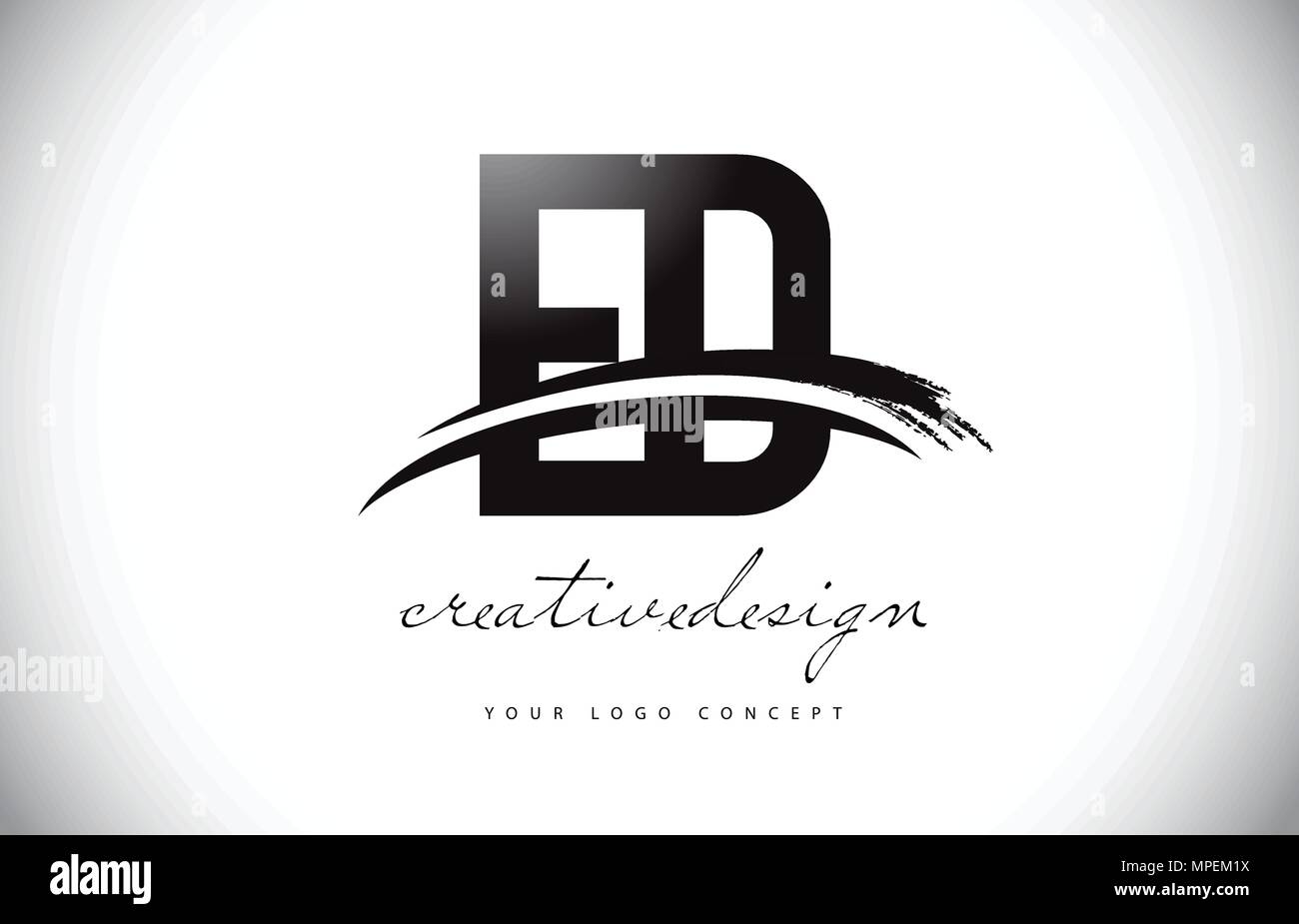 ED E D Letter Logo Design with Swoosh and Black Brush Stroke. Modern ...