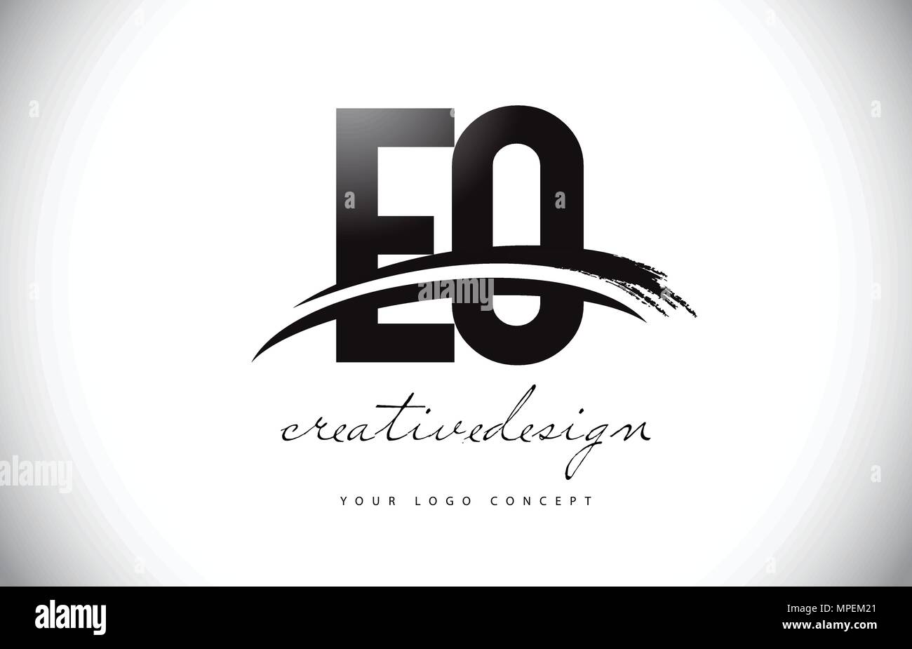EO E O Letter Logo Design with Swoosh and Black Brush Stroke. Modern ...