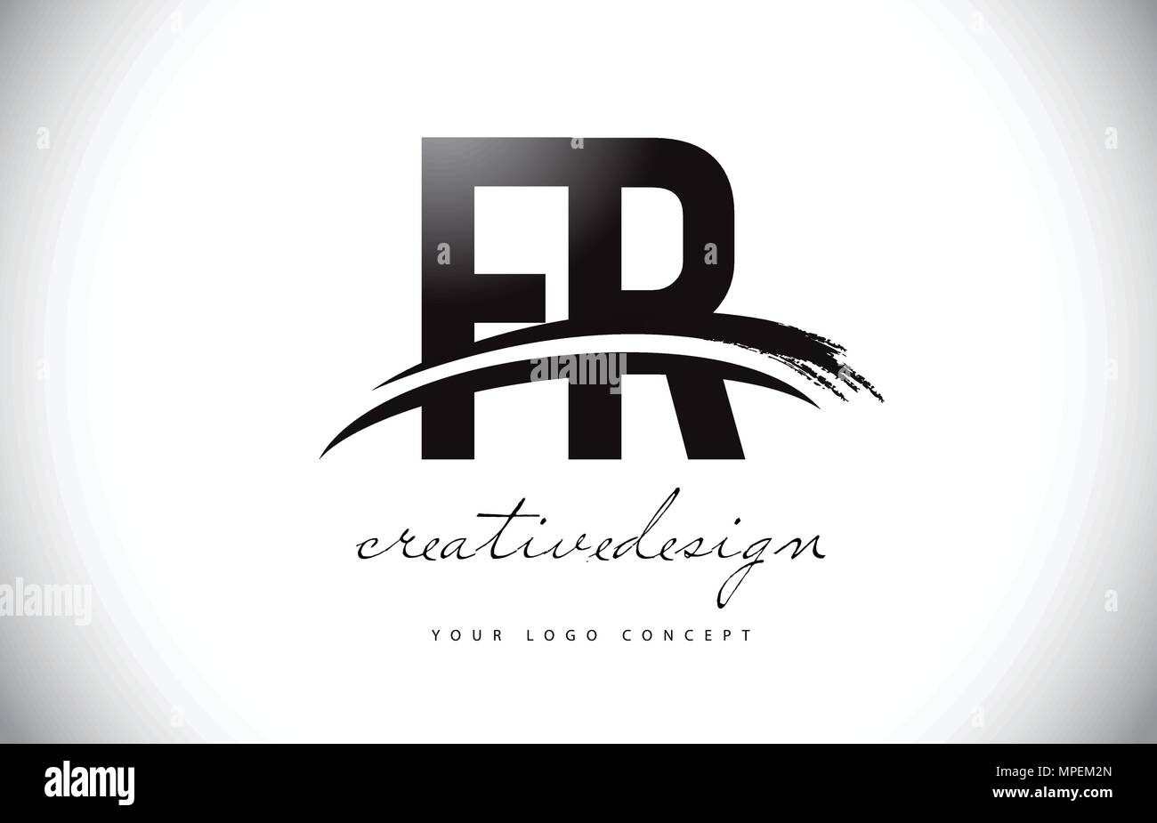 FR F R Letter Logo Design with Swoosh and Black Brush Stroke. Modern ...