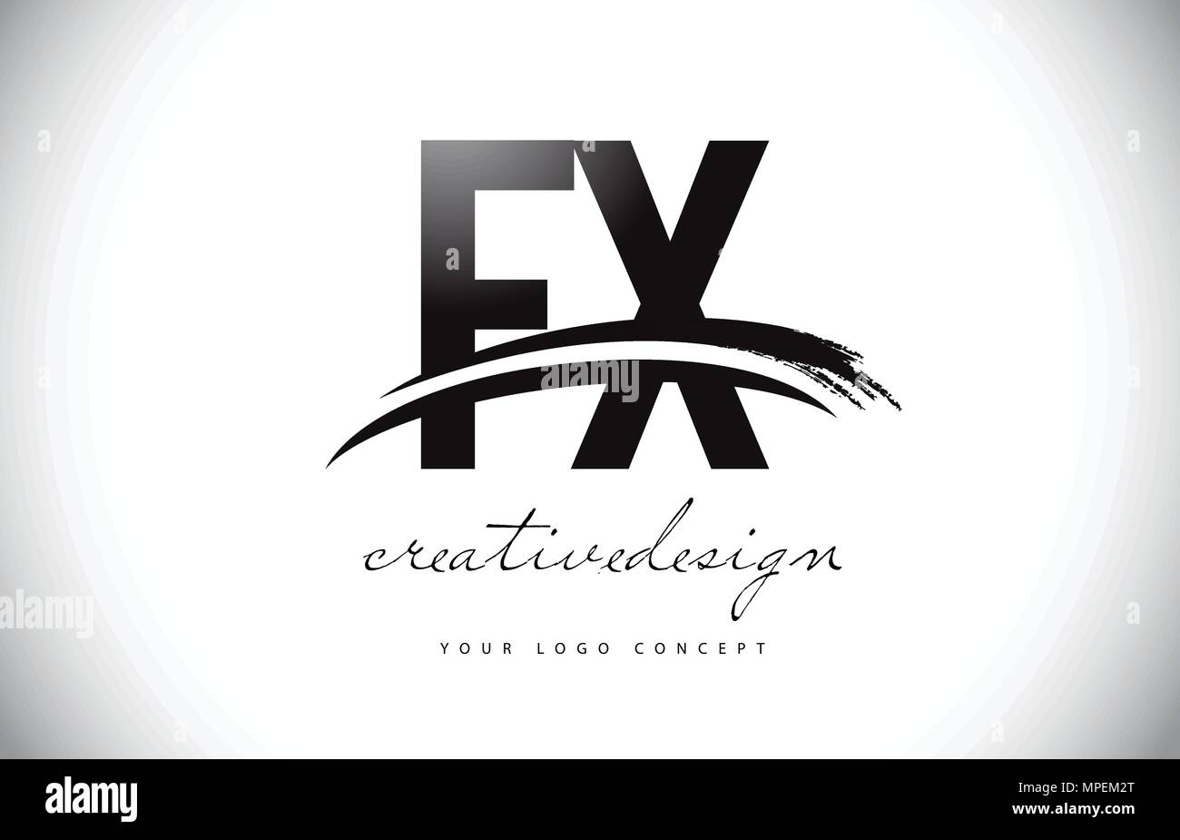 FX F X Letter Logo Design with Swoosh and Black Brush Stroke. Modern ...