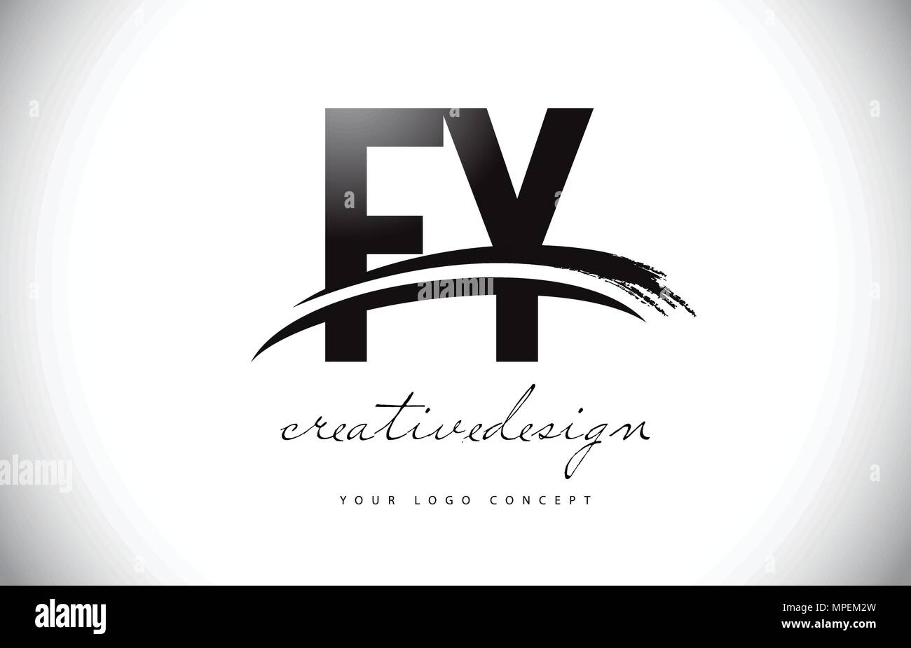 FY F Y Letter Logo Design with Swoosh and Black Brush Stroke. Modern ...