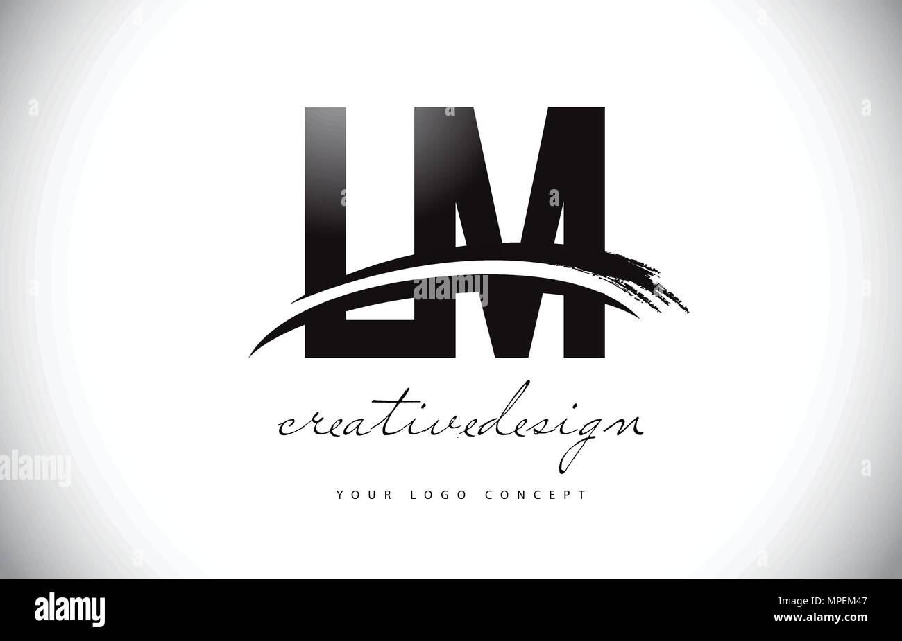 LM L M Letter Logo Design with Swoosh and Black Brush Stroke. Modern ...