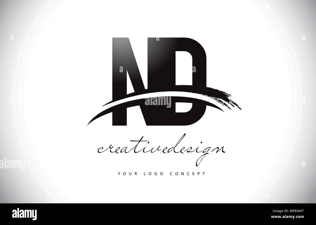 ND N D Letter Logo Design with Swoosh and Black Brush Stroke. Modern ...