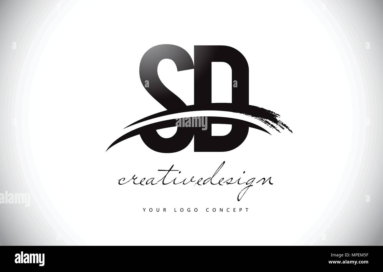 SD S D Letter Logo Design with Swoosh and Black Brush Stroke. Modern ...