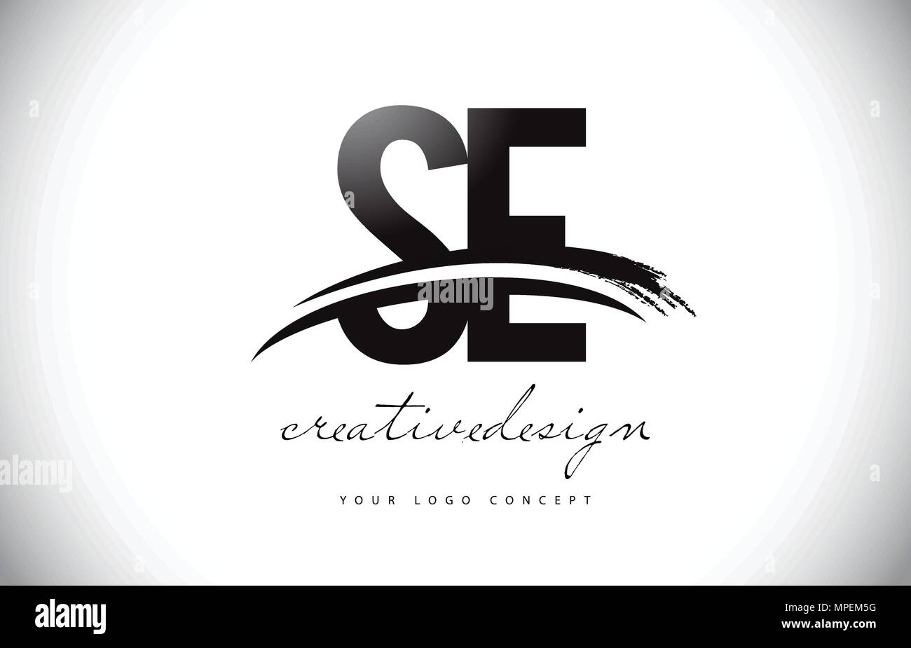 SE S E Letter Logo Design with Swoosh and Black Brush Stroke. Modern ...