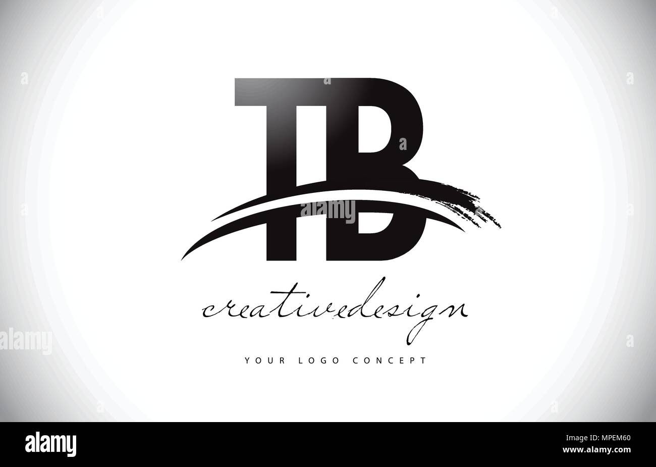 TB T B Letter Logo Design with Swoosh and Black Brush Stroke. Modern ...
