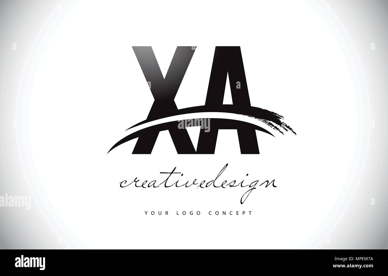 XA X A Letter Logo Design with Swoosh and Black Brush Stroke. Modern ...