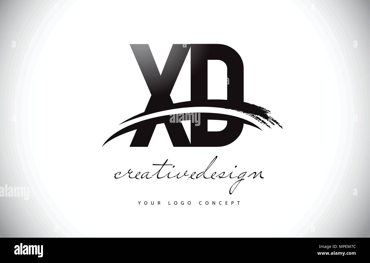XD X D Letter Logo Design with Swoosh and Black Brush Stroke. Modern ...