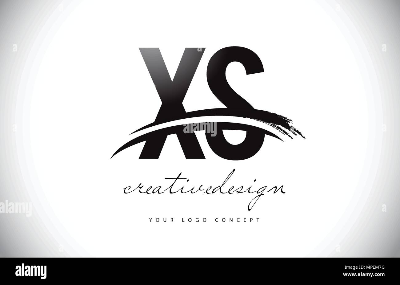 XS X S Letter Logo Design with Swoosh and Black Brush Stroke. Modern ...