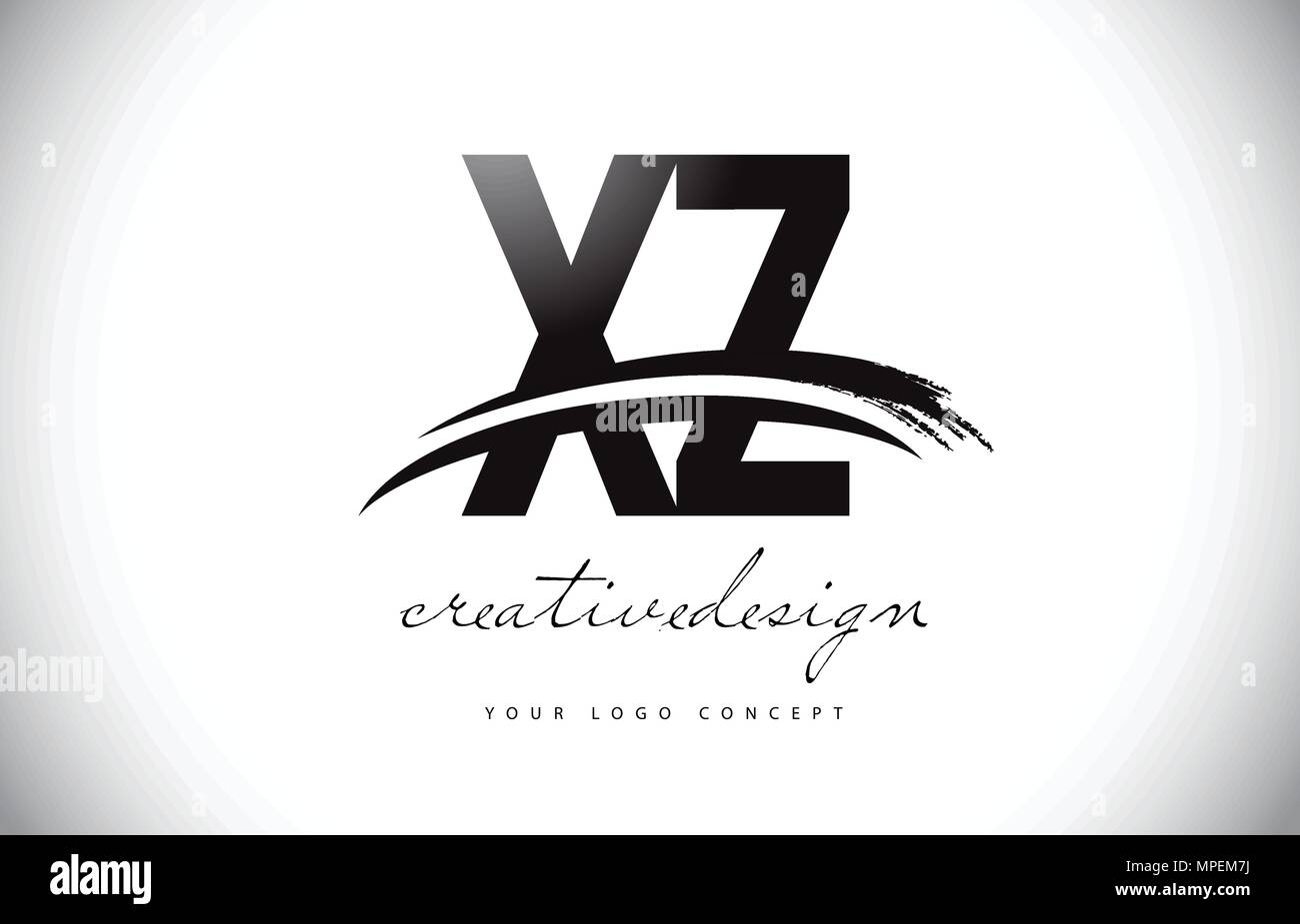 XZ X Z Letter Logo Design with Swoosh and Black Brush Stroke. Modern ...