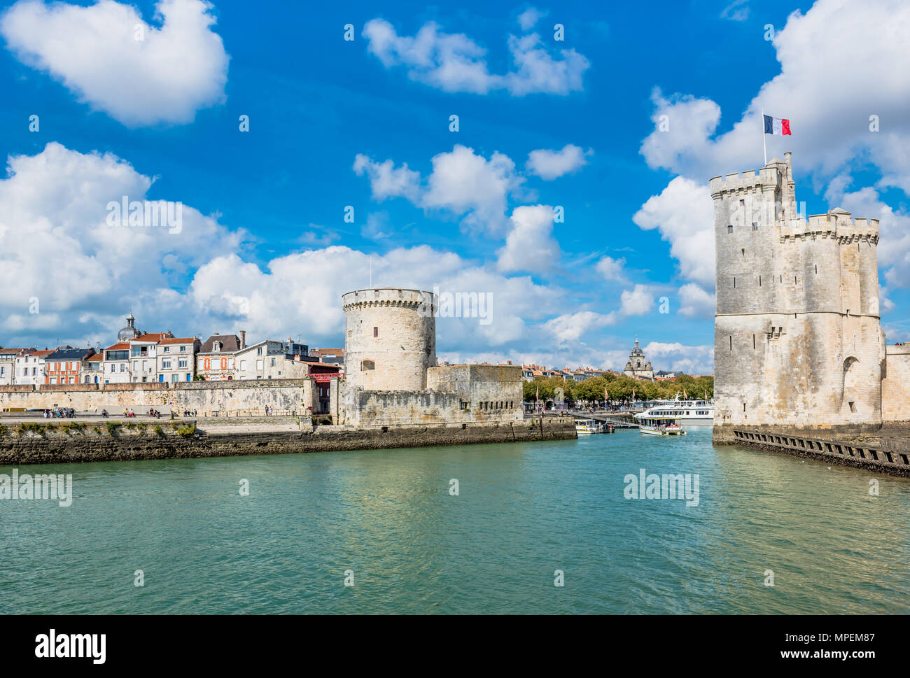 Old Harbour towers of ancient fortress of La Rochelle France Stock ...