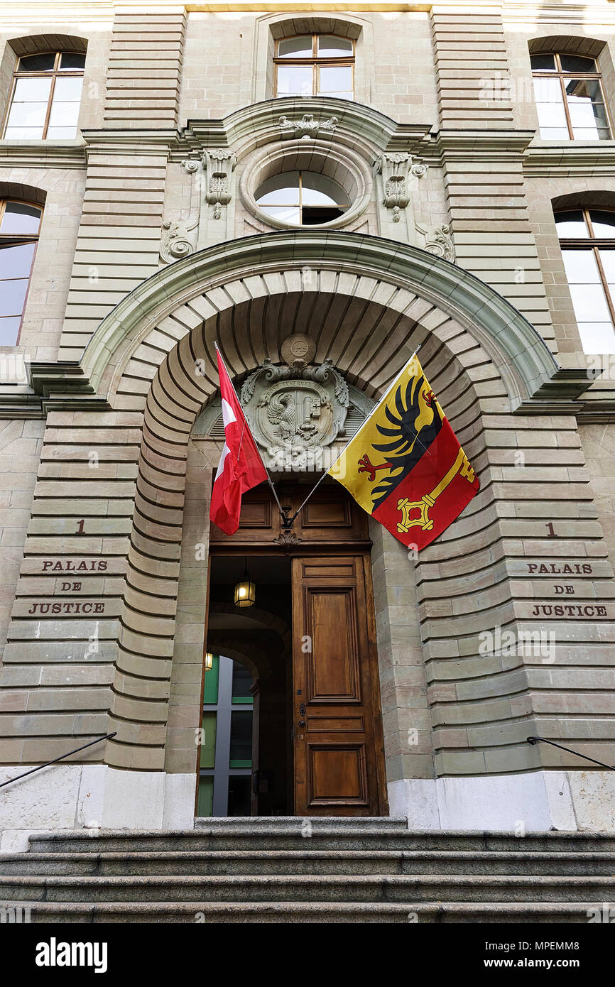 Geneva, Switzerland - August 30, 2016: Palace of Justice building with ...
