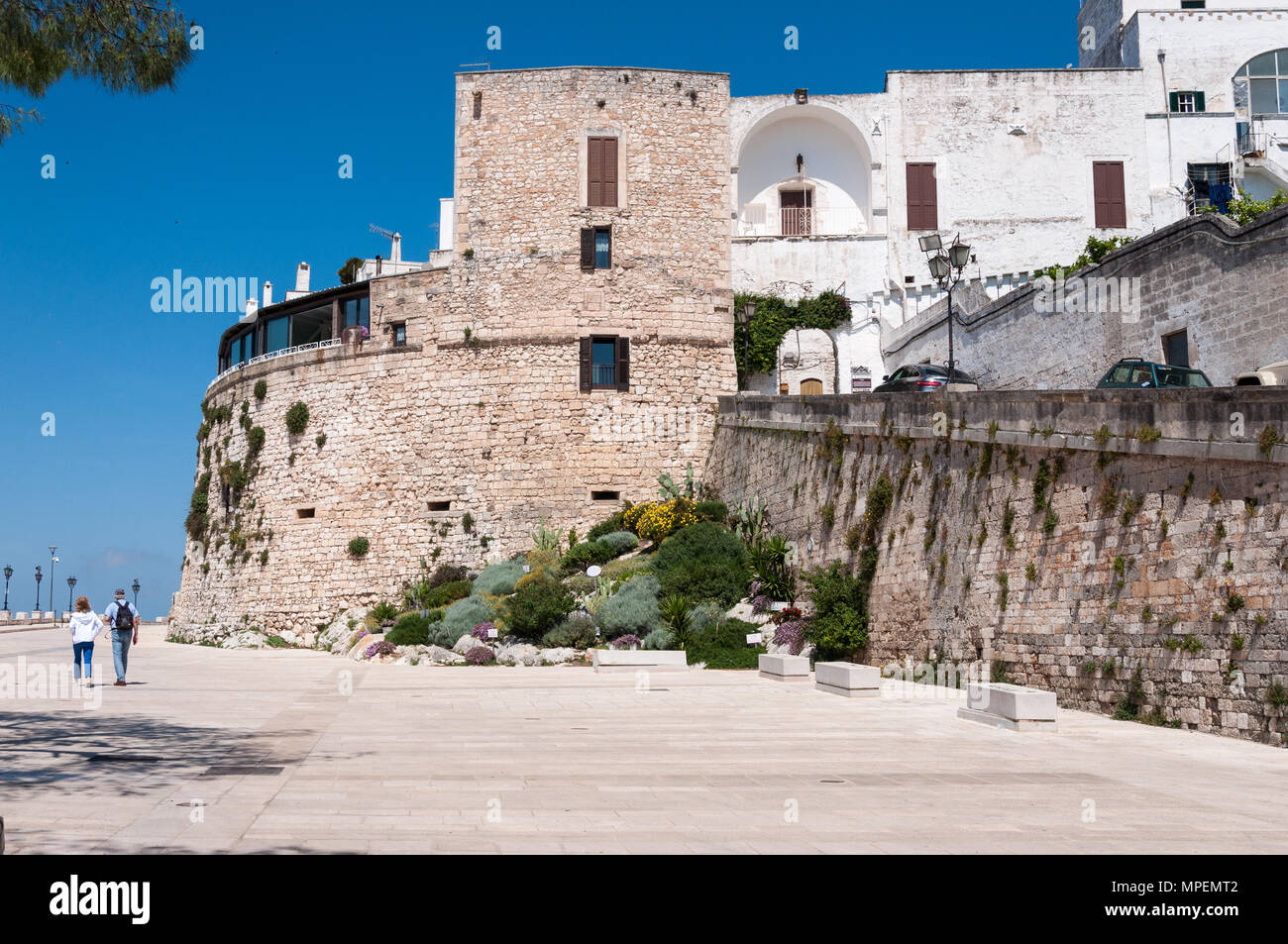 The city wall viewed from Viale Oronzo Quaranta, Ostuni, Puglia, Italy ...