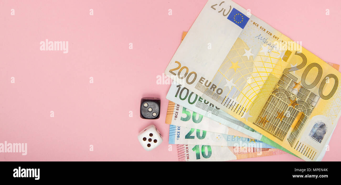 casino, gambling and fortune concept - close up of black and white dice ...
