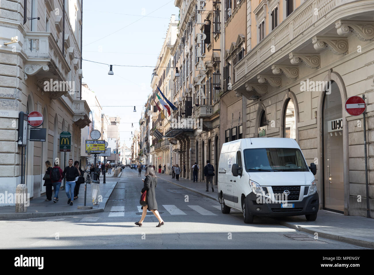 Rome city center street, scene in the morning Rome Italy Stock Photo ...