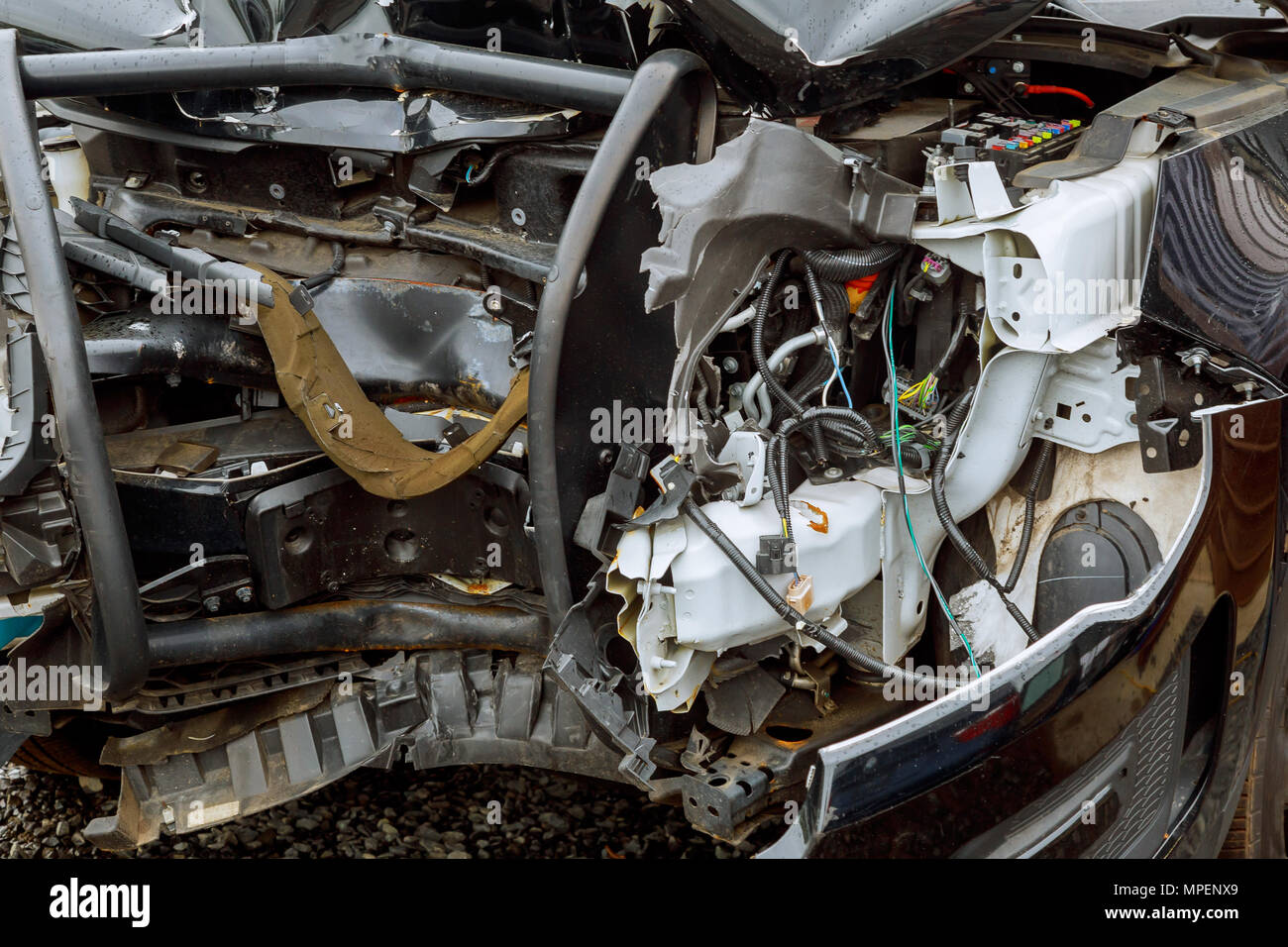 Car after crash, crashed blue car, accident Damage from a rear Stock ...