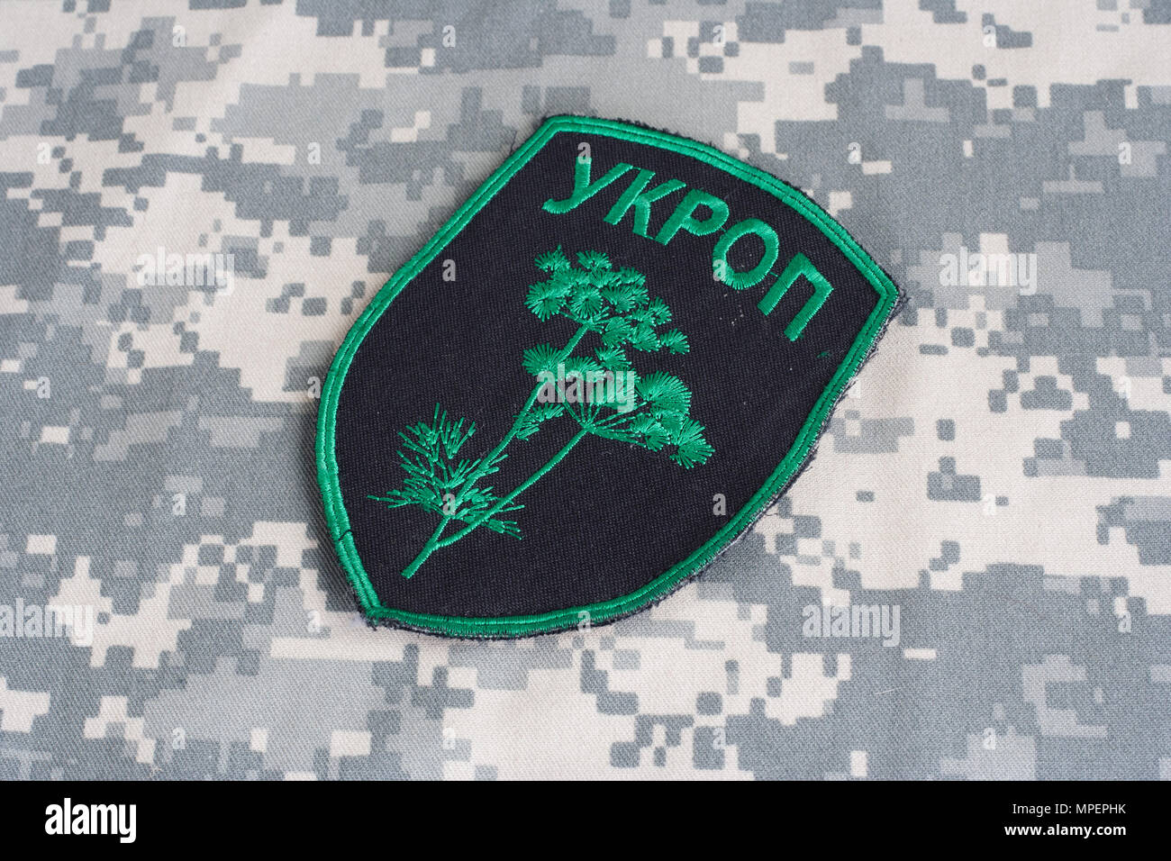 KIEV, UKRAINE - July, 08, 2015. Ukraine Army unofficial uniform badge ...