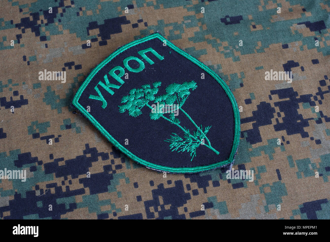 KIEV, UKRAINE - July, 08, 2015. Ukraine Army unofficial uniform badge ...