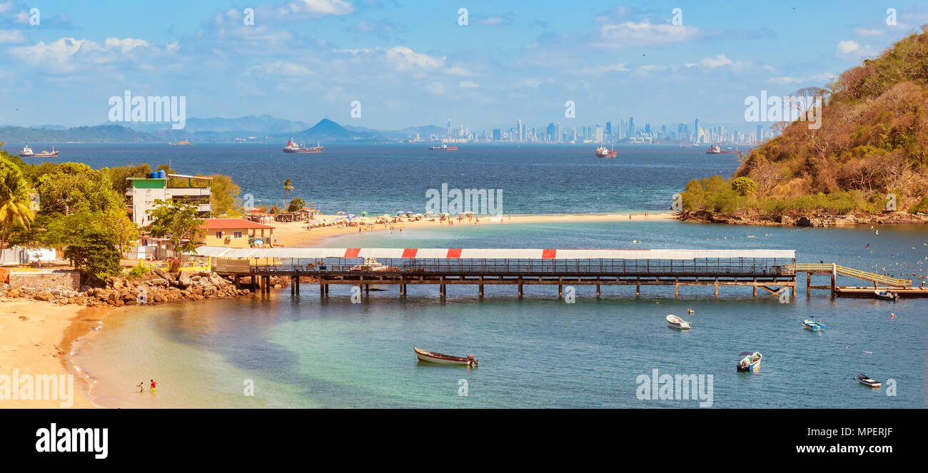 Taboga, Panama - February 20, 2017: Beaches in Taboga island also known ...